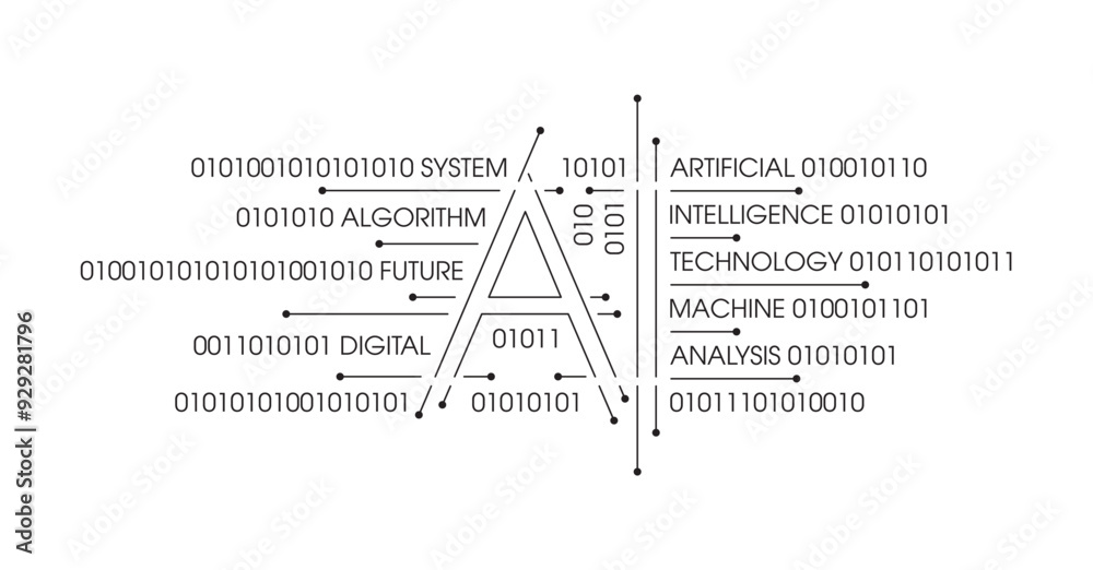 Vetor de artificial intelligence, system, algorithm, future, digital ...