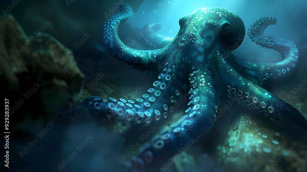 Deep Sea Enigma: A mesmerizing close-up of an octopus, its enigmatic ...