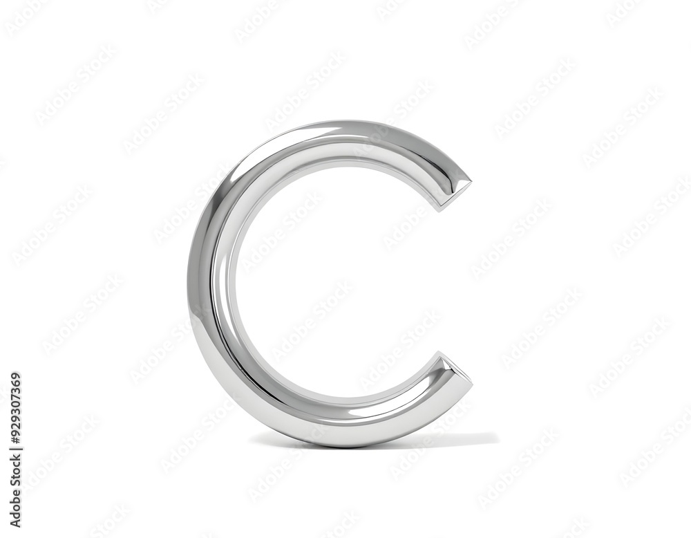 A large silver metallic letter C positioned in the center of a bright ...