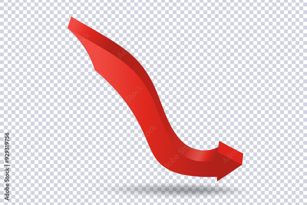 Abstract Curved Red Arrow. Market movements creative concept charts ...