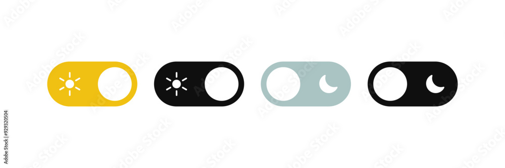 On Off toggle switch buttons. day night switch toggle - dark mode ...