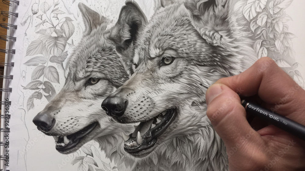 The artist uses stippling, a technique that uses small dots to create ...