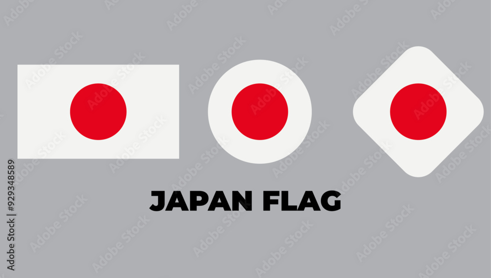world japan Flag vector of the country in 3 shapes design. Japanese ...