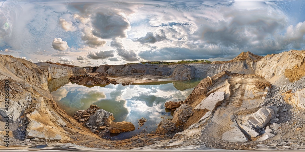 Seamless HDRI Panorama 360 Degree View of Water Flooded Quarry for Sand ...