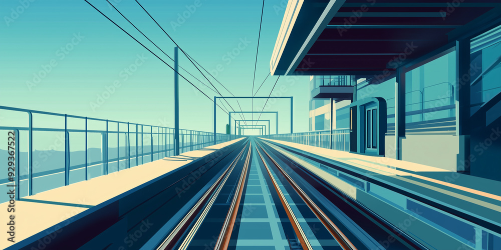 Ground-level cable car tracks entering a station, leading to an ...