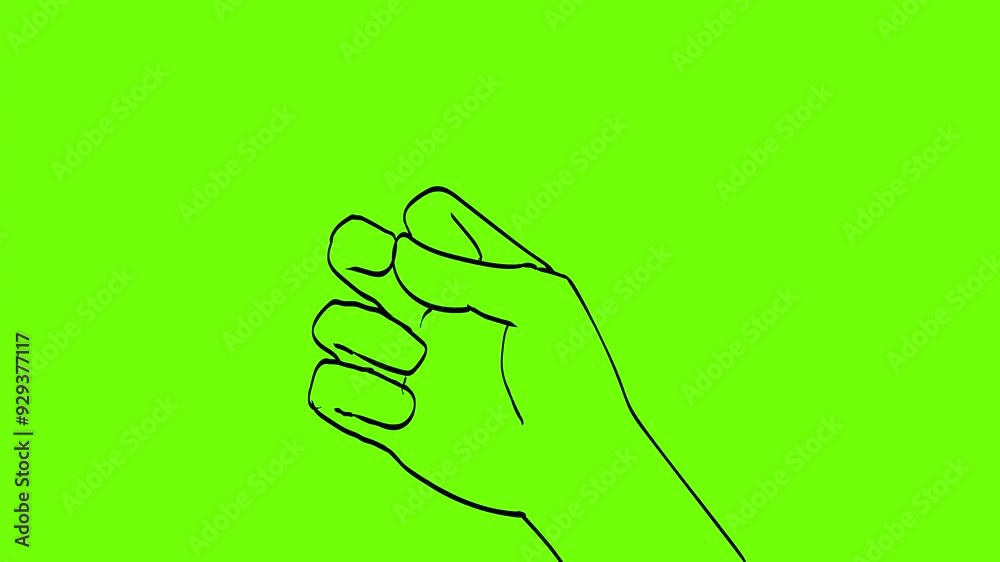 2d Animation line drawing of a right human hand snapping or flicking on ...