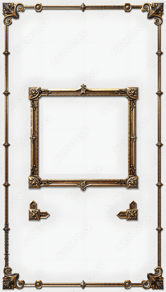 Frames medieval game ui. Metallic title banners, decorative borders. assets for web or game ...