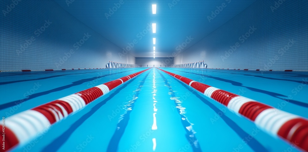 An Indoor Olympic Swimming Pool Stadium that is Fresh and Bright. A ...