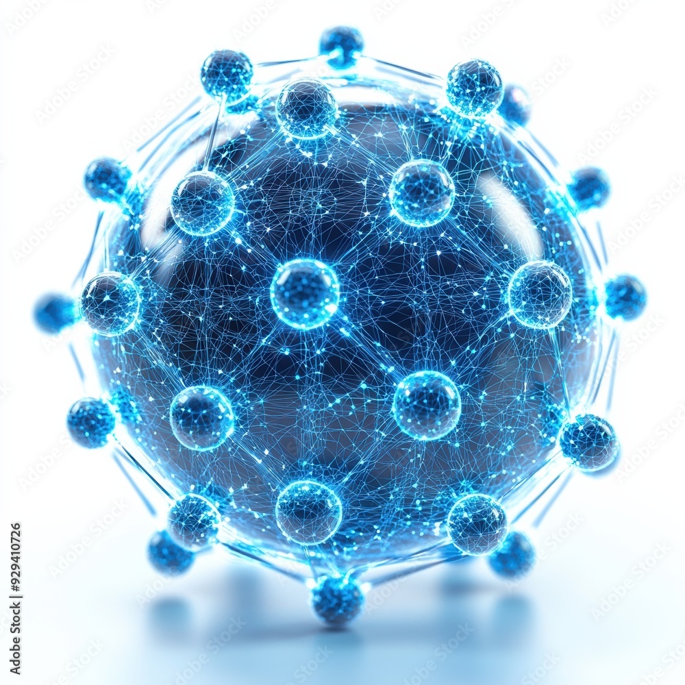 Futuristic digital representation of a network sphere with glowing ...