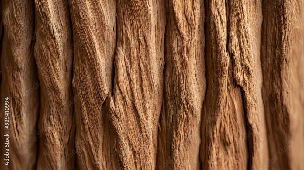 Close-up of giant sequoia bark with thick, fibrous texture, deep ...