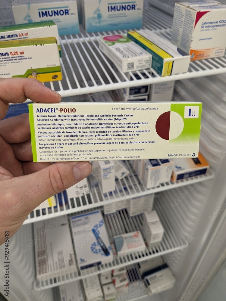 Prague, Czech Republic - August 28 2024: ADACEL POLIO box of vaccine by ...