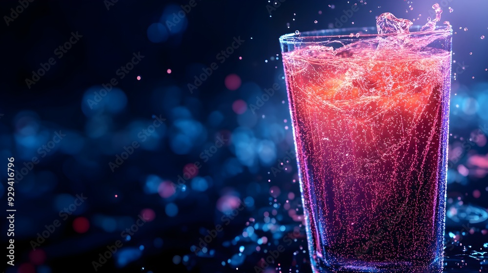 High-tech holographic drink display showcasing berry citrus punch ...