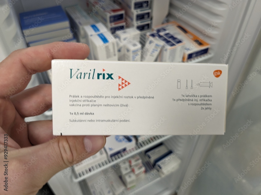 Prague, Czech Republic-August 16 2024:VARILRIX box with Varicella ...