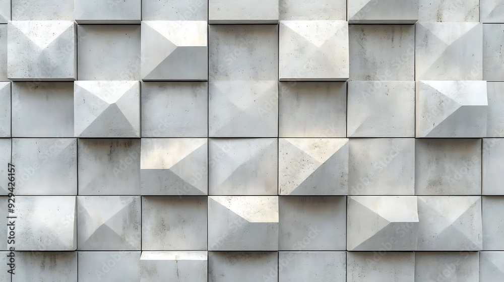 Background texture of square 3d white tiles on facade Street stone ...