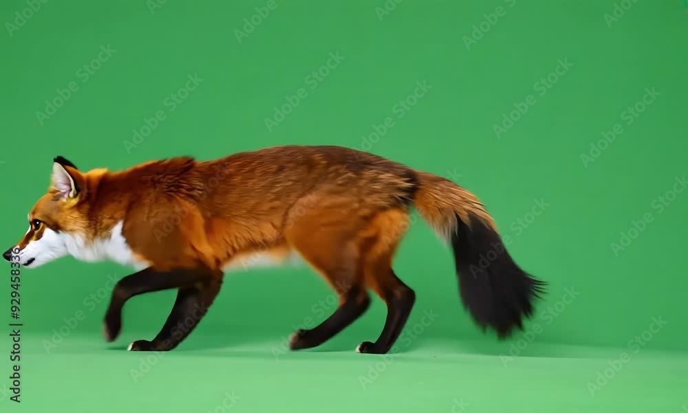 Red Fox Standing Against green screen background with ai generated ...