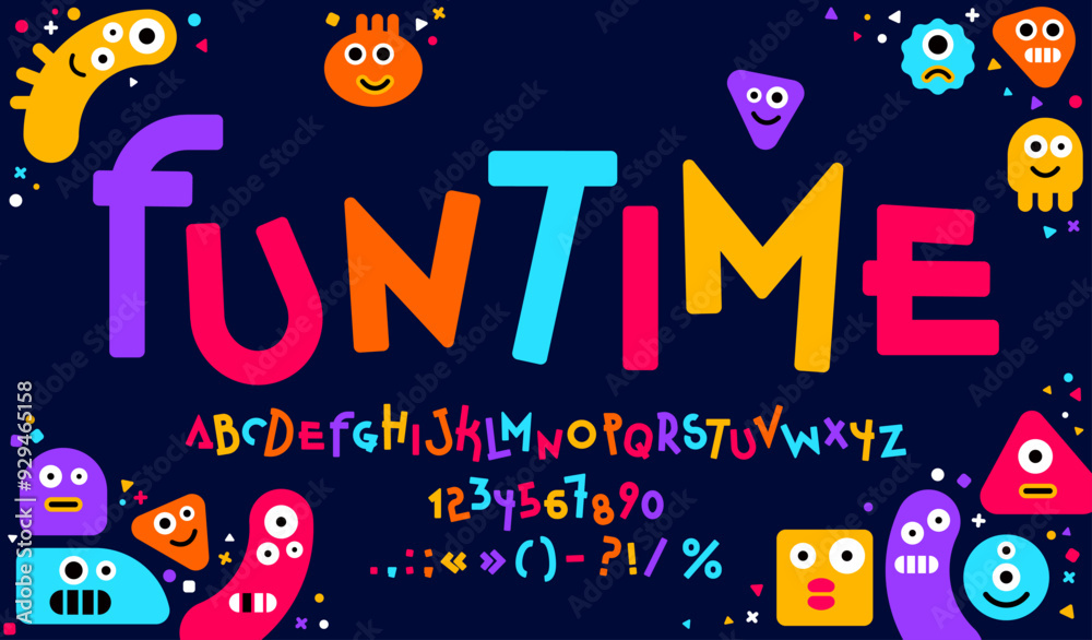 Funny cute font, comic typeface, children game type, creative childish ...