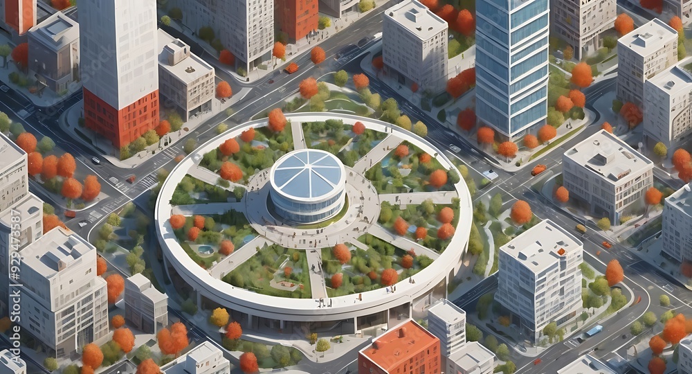 A detailed, technical blueprint showcasing urban planning and city ...
