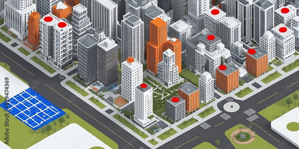 A detailed, technical blueprint showcasing urban planning and city ...