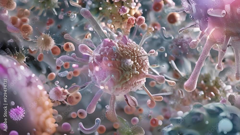 Monkeypox virus particles float in a microscopic view, showcasing their ...