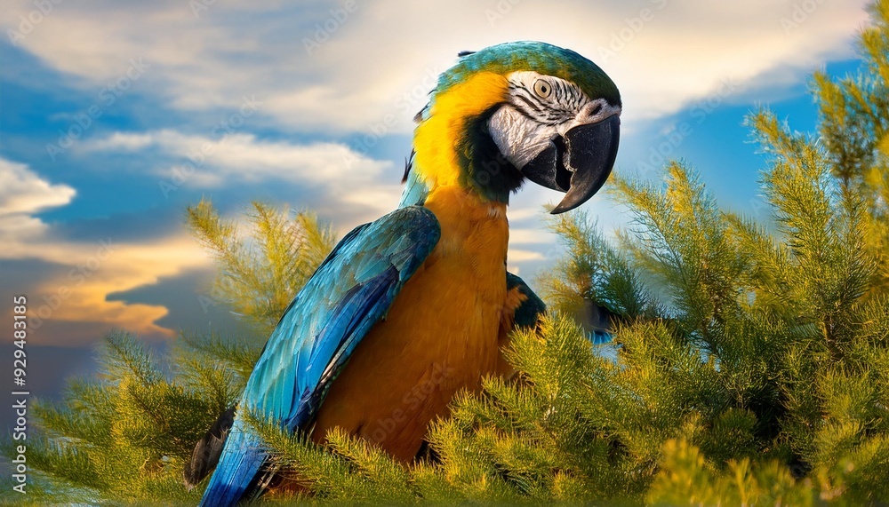blue and yellow macaw ara ararauna also known as the blue and gold ...