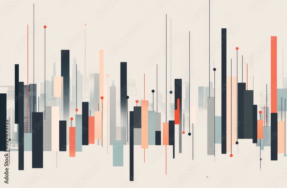 Clean stock market candlestick chart background in flat grey color ...