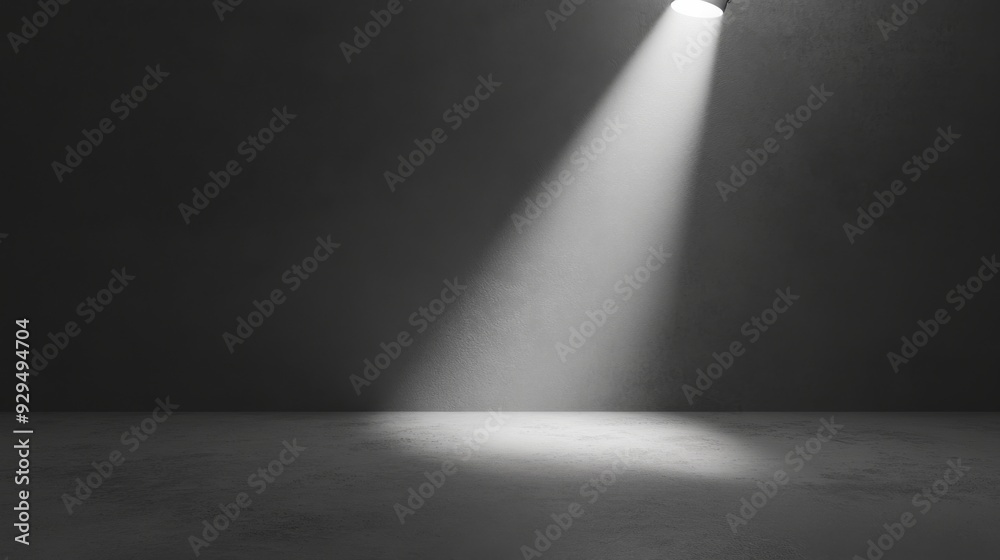spotlight on stage， Empty gray background with a spotlight in a studio ...