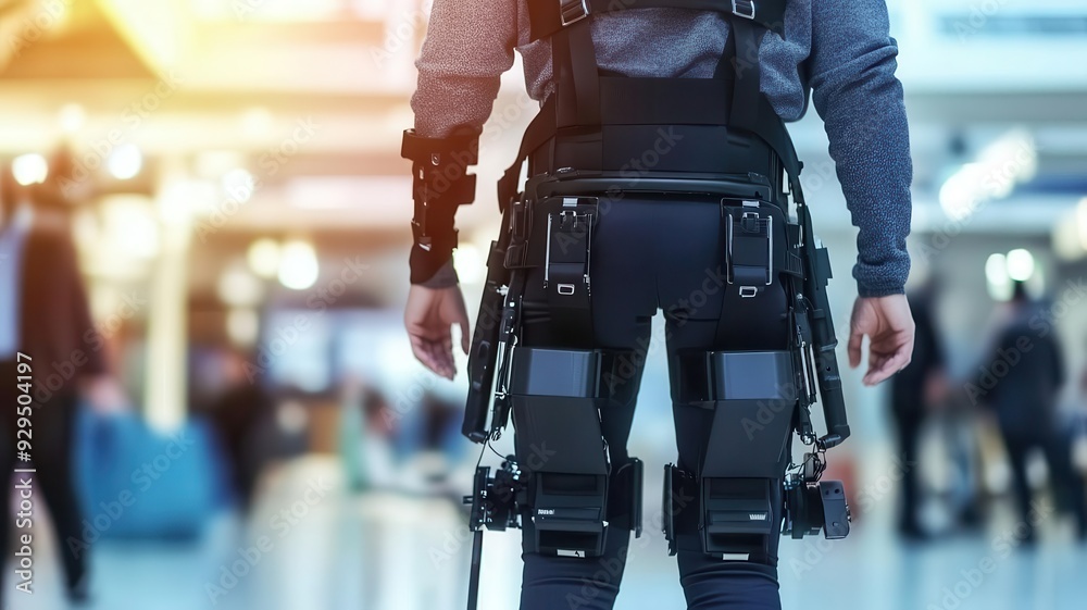 Person with multiple sclerosis using powered exoskeleton for walking ...