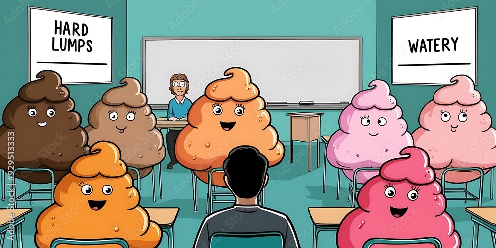 An informative Bristol stool chart concept illustrating the various ...