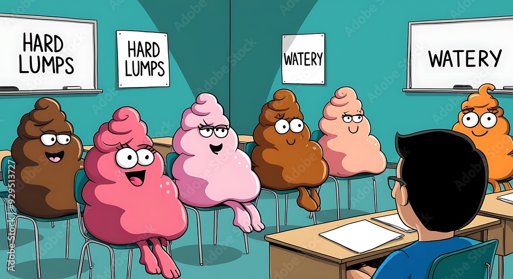 An informative Bristol stool chart concept illustrating the various ...