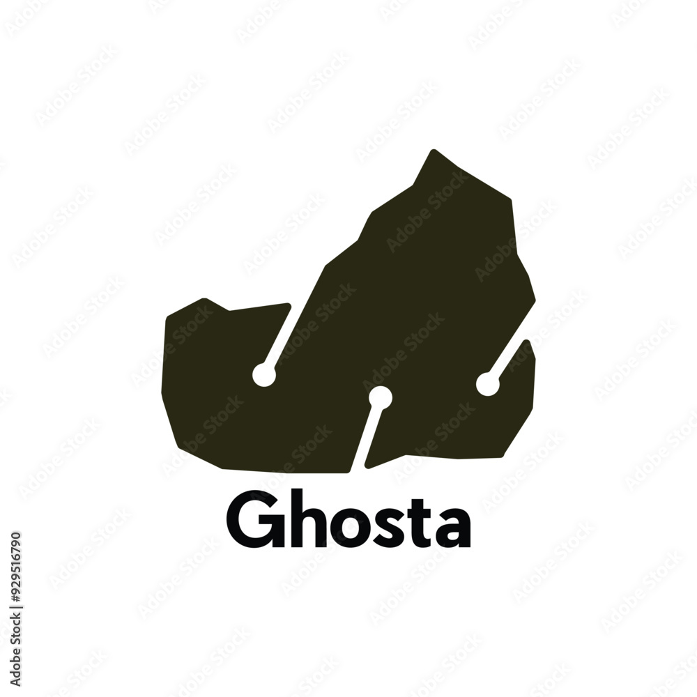 Ghosta City map. vector map of the Lebanon Country. Borders of for your ...