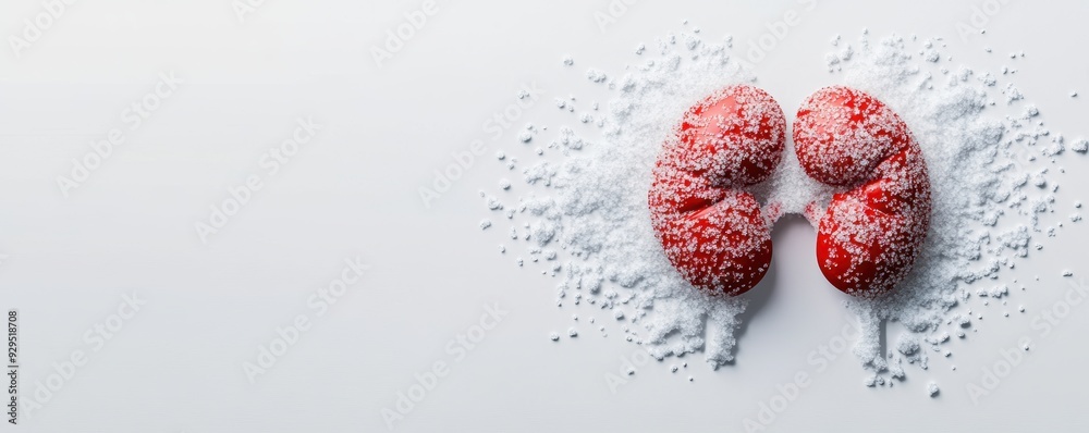 Conceptual image of kidneys covered in salt, highlighting the dangers ...