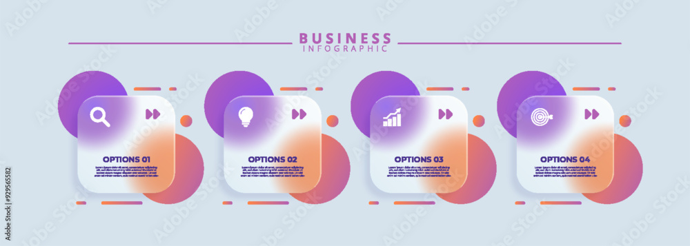 Design template for vector infographic labels with icons and 4 options or steps. Suitable for ...