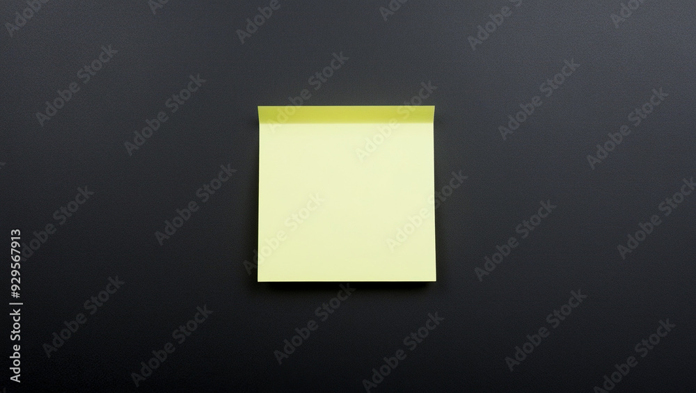 Yellow sticky note isolated on black paper background, Yellow sticky ...