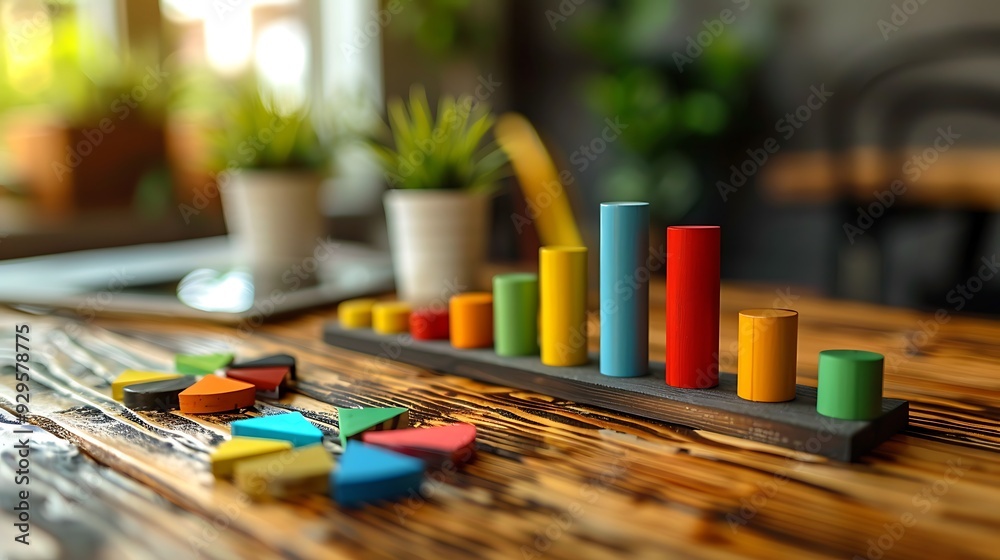 High-tech design with SEO graphs in primary colors, representing ...