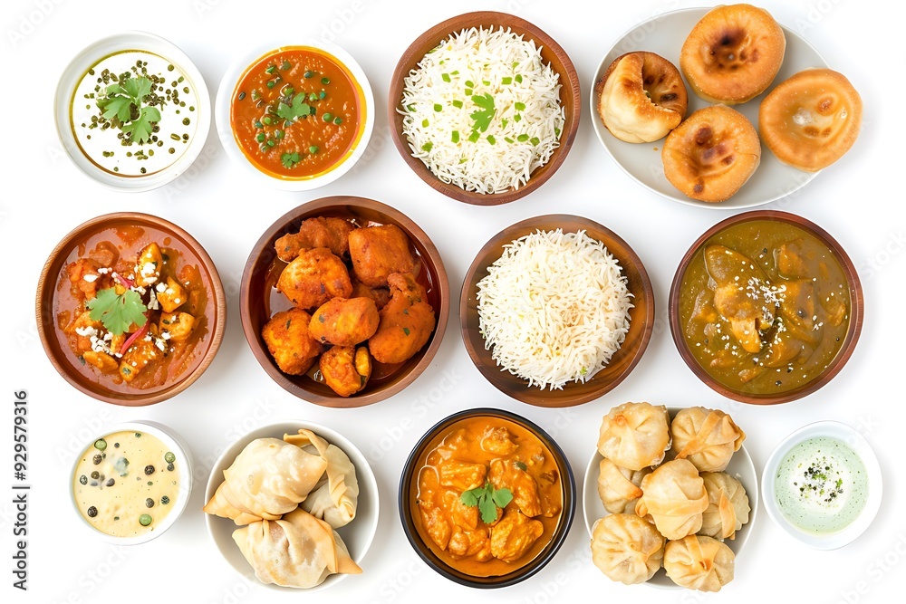 Collection of various Indian foods in a frame including momos, butter ...