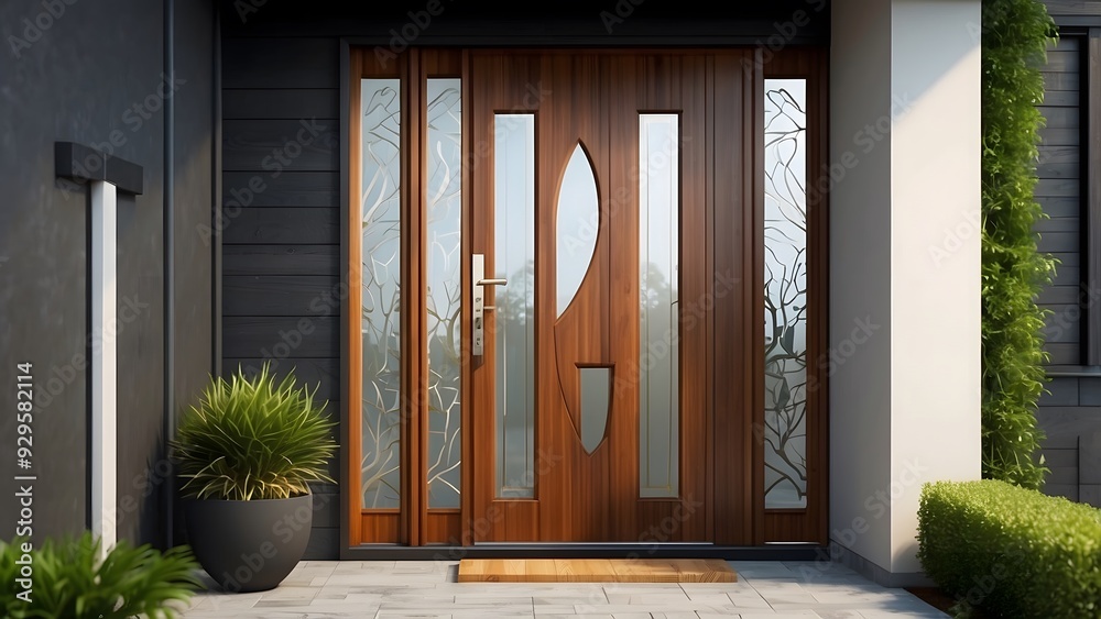 A modern creative door design of a small house exterior design with ...