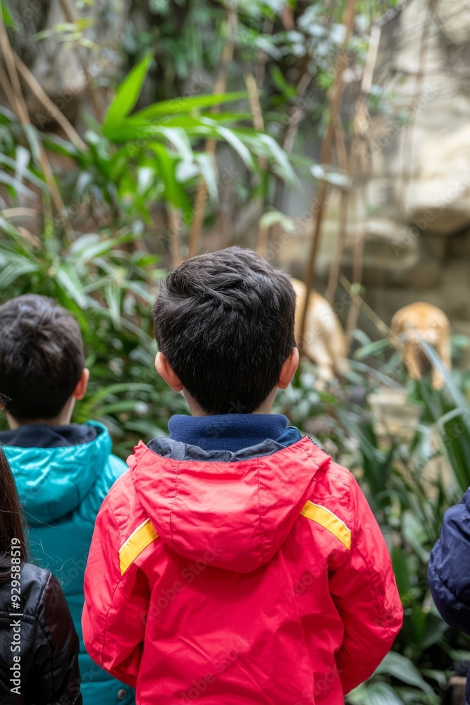 Students touring a zoo, observing animals in their habitats and ...
