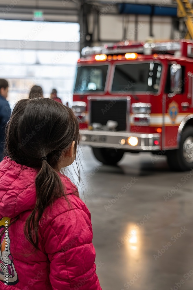 Students visiting a fire station, watching fire trucks in action, and ...