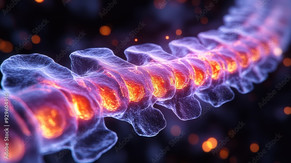 A sideview Xray of the human spine with the verteb 0320 smoke, fire ...