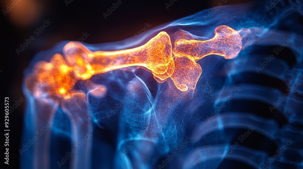 An Xray of the human shoulder joint with the humer 0197 smoke, energy ...