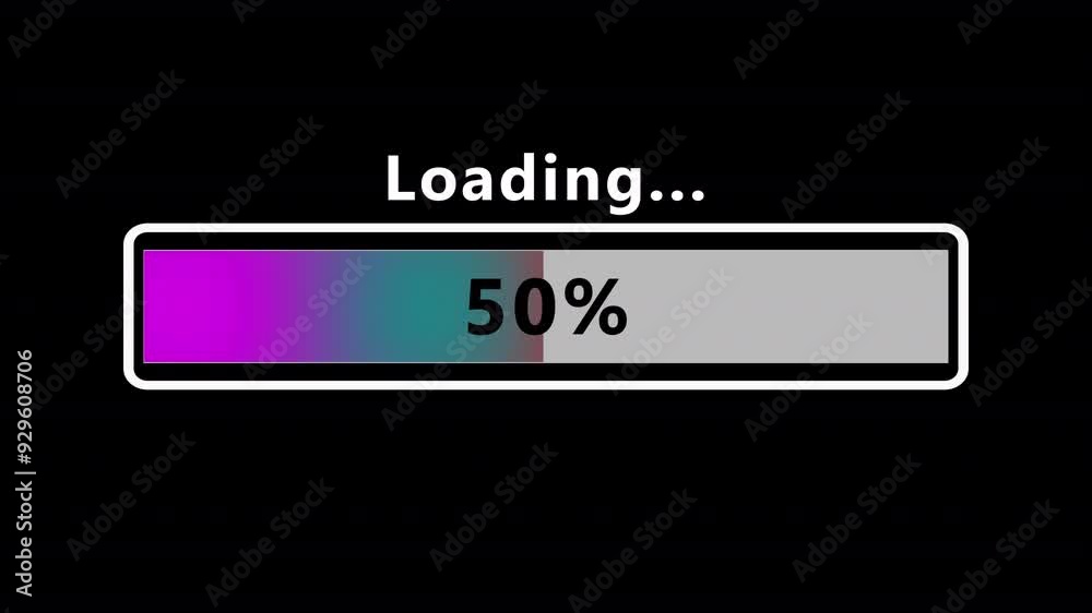 Loading progress bar animation of 10 seconds with gradient effect, 4 ...