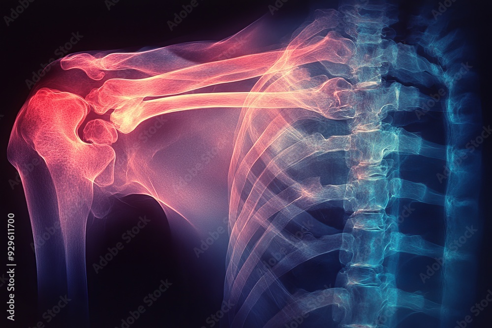 An Xray of the human shoulder and arm with the hum 0200 light, smoke ...