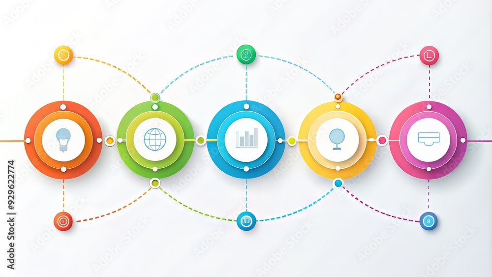 Colorful circular timeline infographic with numbered sections and ...