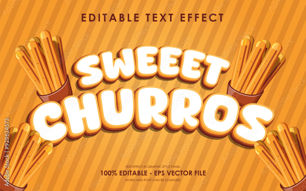 Editable Sweet Churros Text Effect With Illustration of Churros Stock ...