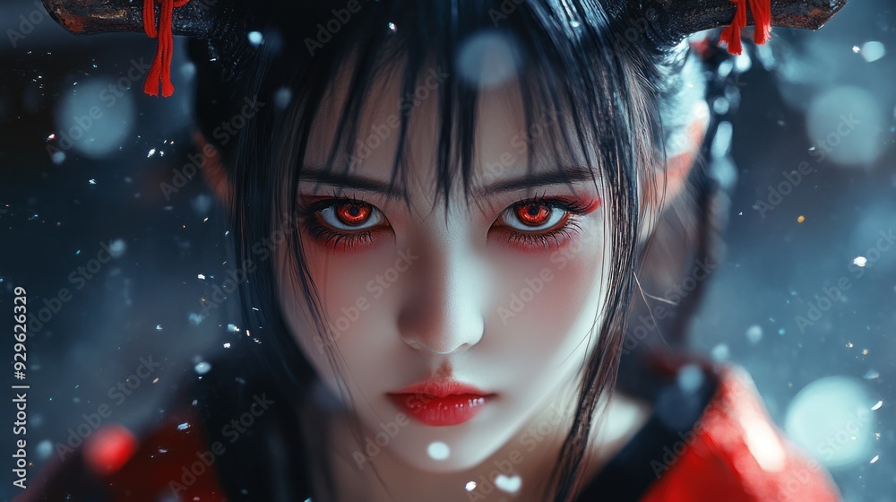Girl face anime traditional style devil is beautiful and dangerous ...