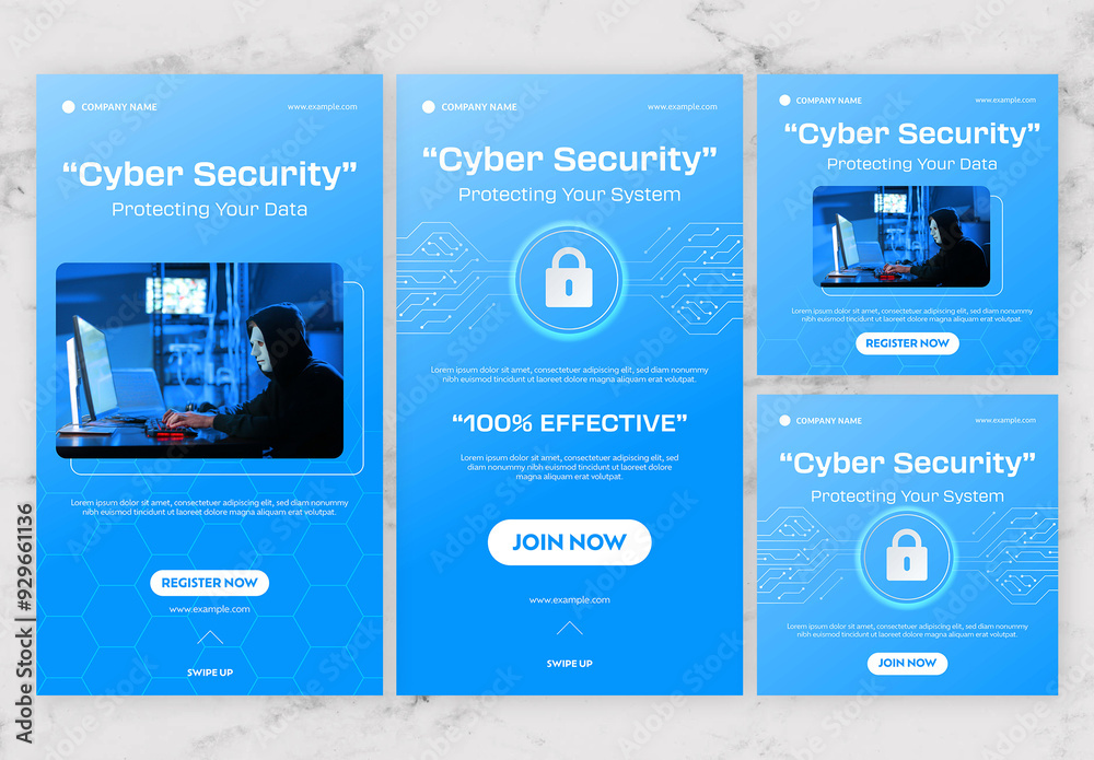 Blue And White Clean Gradient Story And Post Stock Template | Adobe Stock