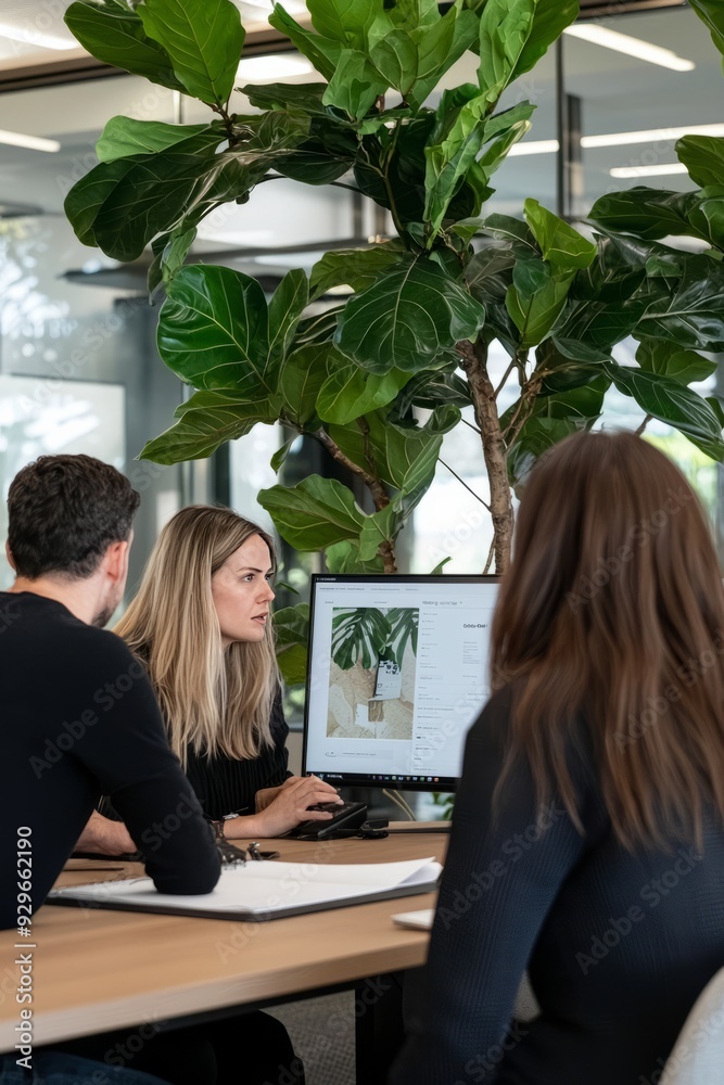 A client briefing session with agency professionals presenting a ...