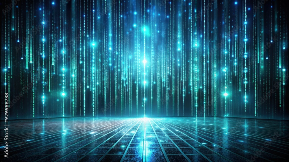 Abstract techno matrix with dark virtual backdrop, technology, abstract ...