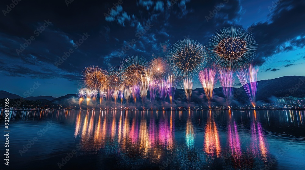 The Omagari National Fireworks Competition, with the night sky lit up ...