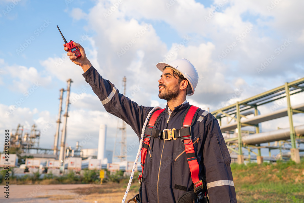 Mechanical engineer working and holding toolbox to checking and ...